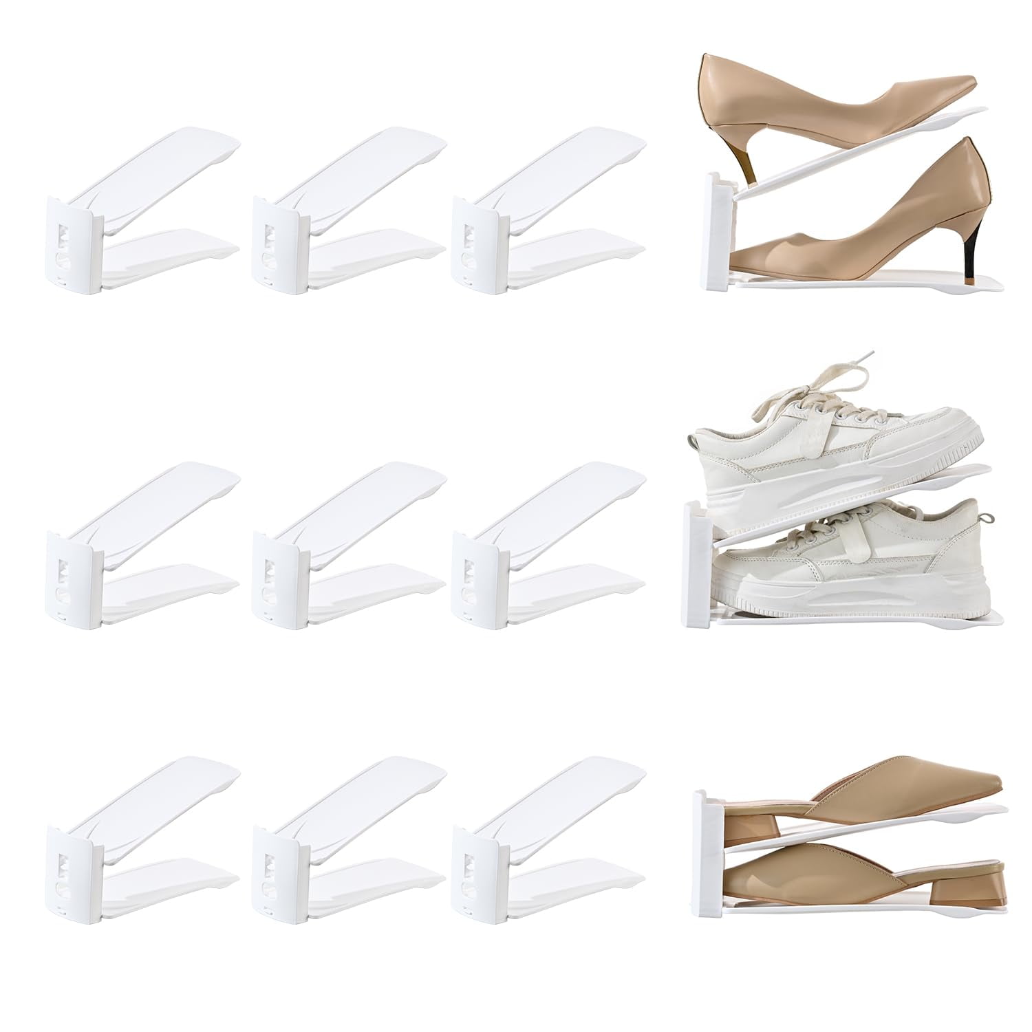 Uni HIMO 12 Pack Shoe Slots Organizer Adjustable Level Shoe Stacker Holder Storage Space Saving ...