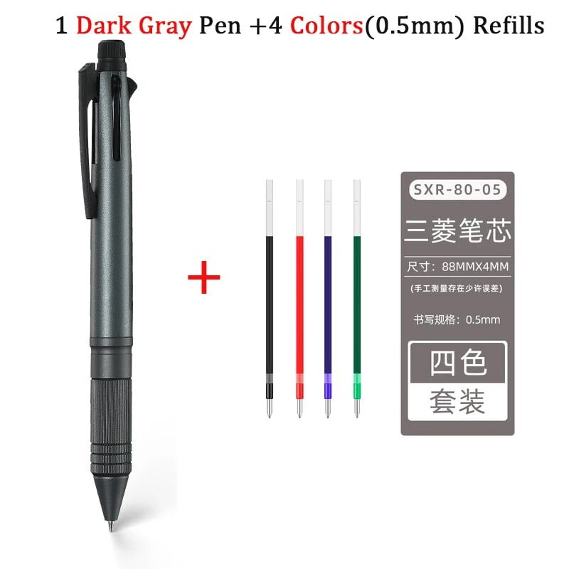 Uni Metal Multi-Function 5 in 1 Ballpoint Pen/Mechanical Pencil frosted ...
