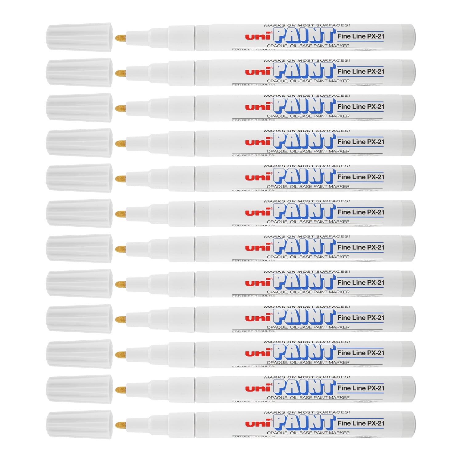 Uni-Paint PX-21 Oil-Based Paint Marker, Fine Point, White, 12-Count ...