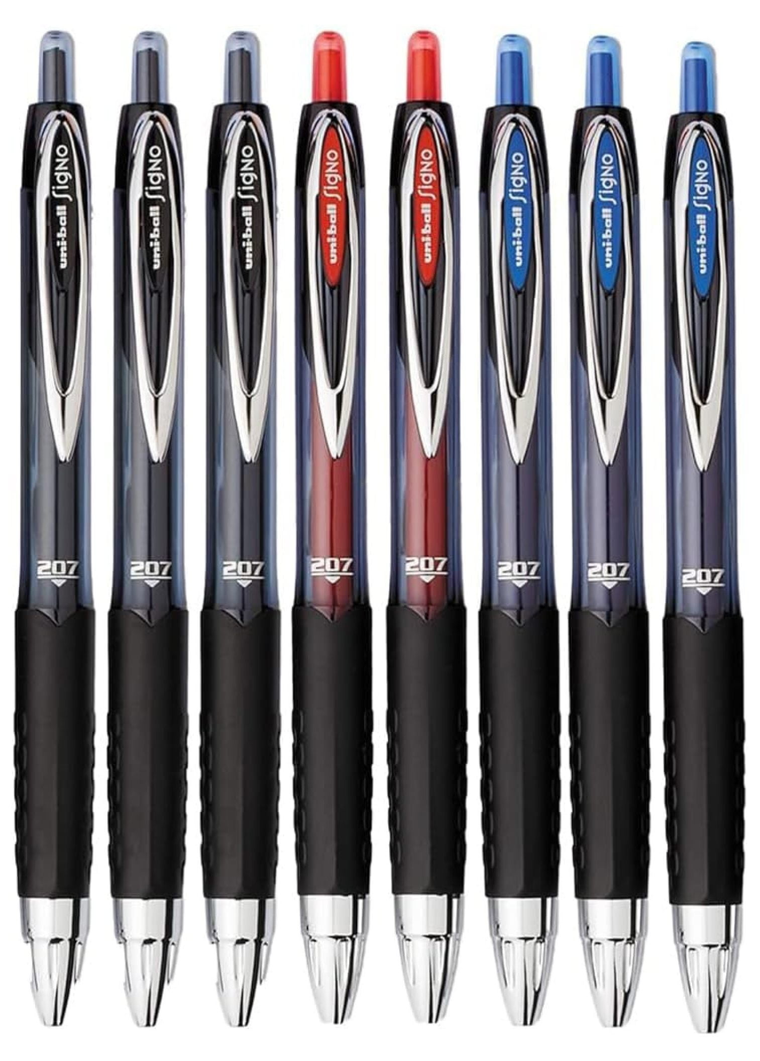 Uni-Signo 207 Gel Pens, 0.7mm Medium Point, Black, Blue & Red - 8 Count ...