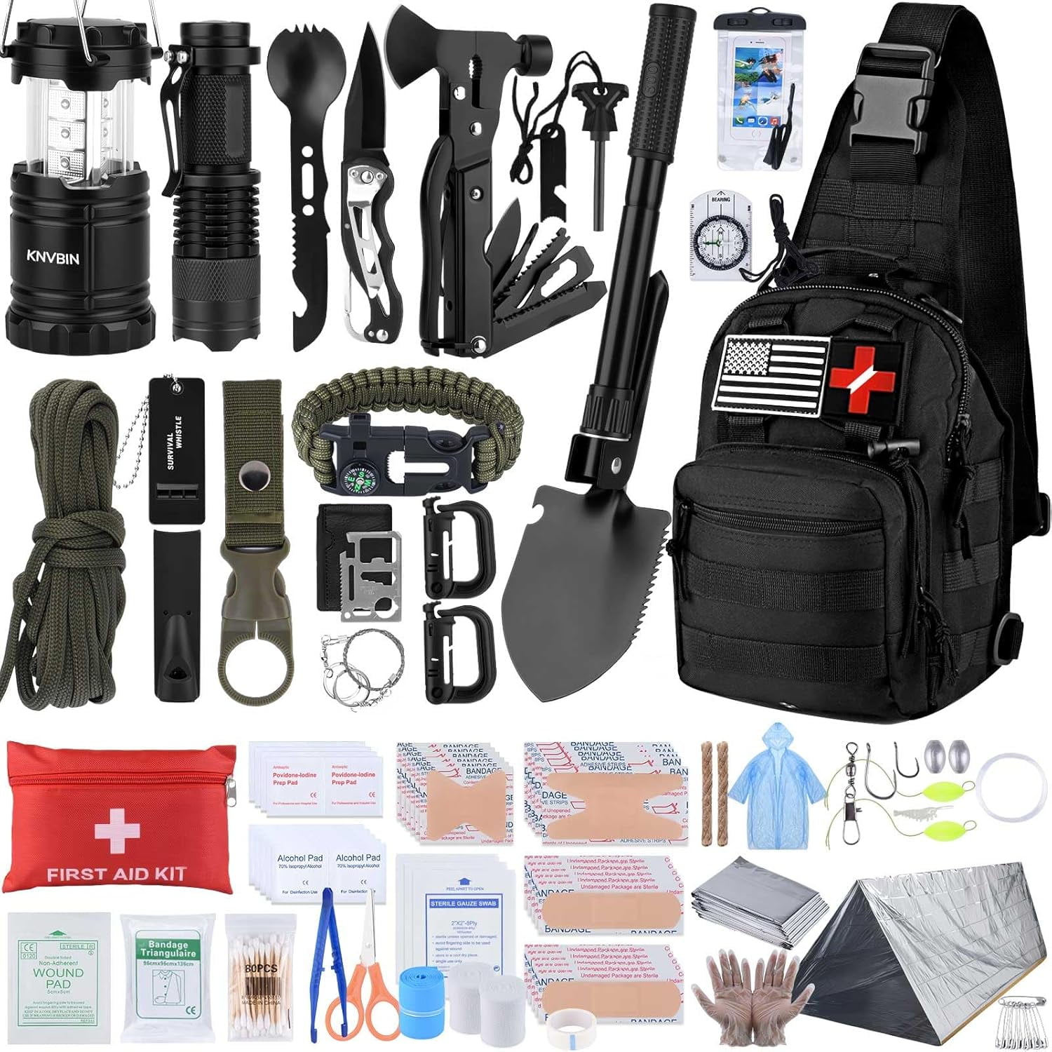Uni Survival Kit,250pcs Survival Tools Tactical Gear and Trauma Bag ...