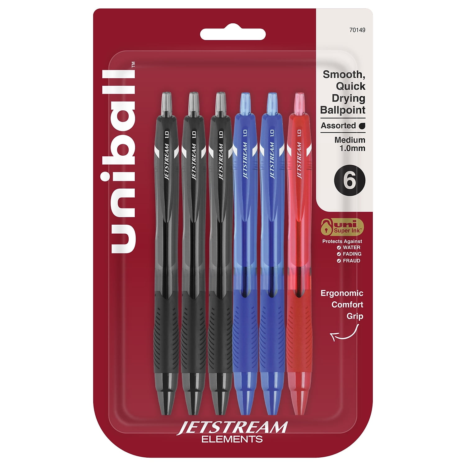 uniball Jetstream Elements Retractable Ballpoint Pen 1.0mm 6pk ...