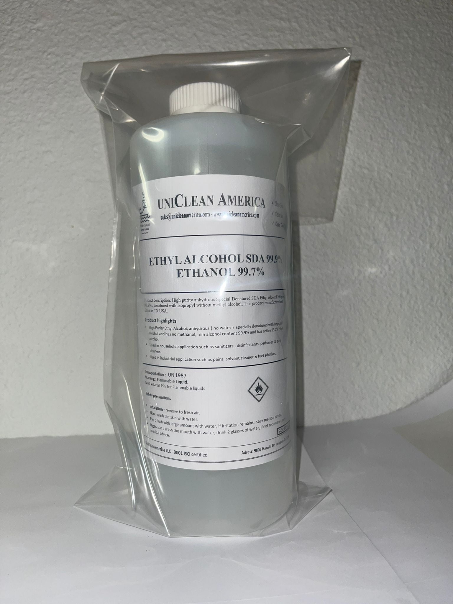 UniClean America Ethyl Alcohol 99% - DA Ethyl Alcohol 200 proof 99% ...