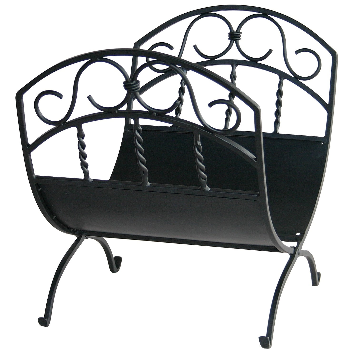 UniFlame Black Wrought Iron Log Holder with Scrolls - Walmart.com