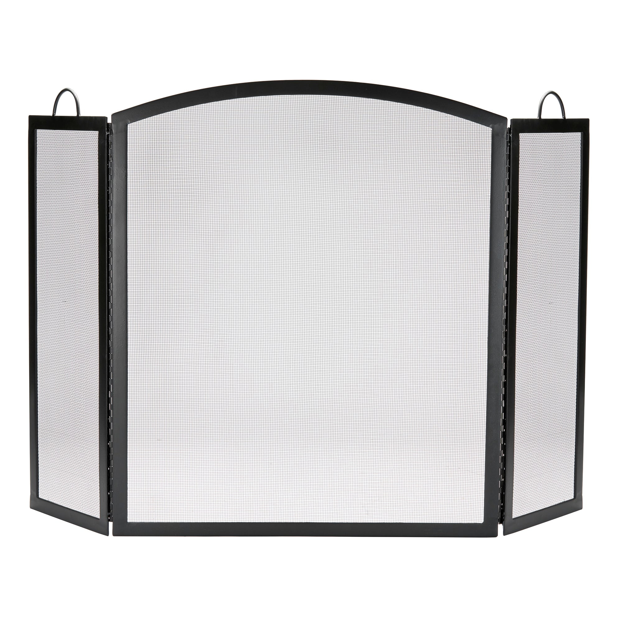 UniFlame Large 3 Fold Black Wrought Iron Screen with Arch Top - Walmart.com