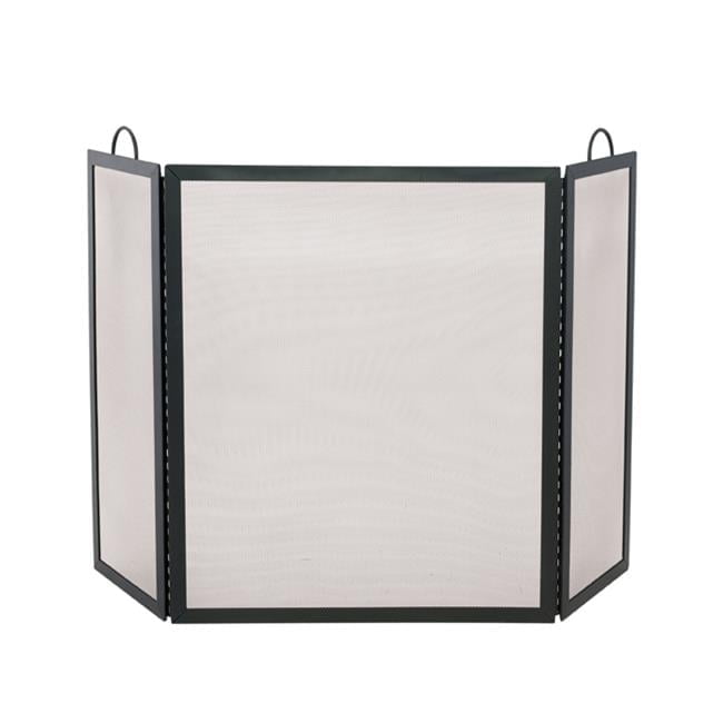 Uniflame Large 3 Fold Black Wrought Iron Fireplace Screen - 54"W ...