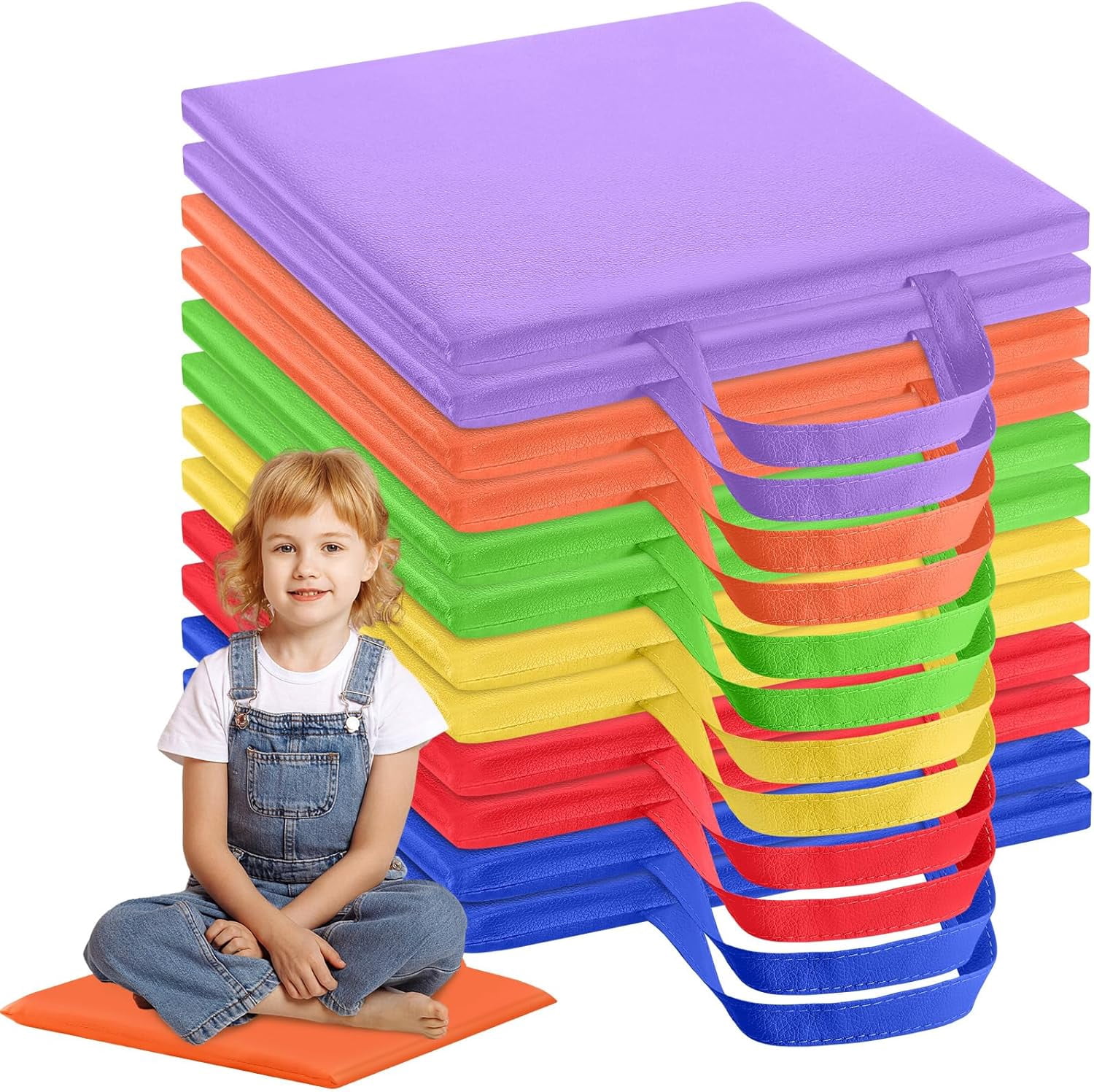 UniMall 12 Pcs 12'' Square Floor Cushions for Kids Classroom Flexible ...