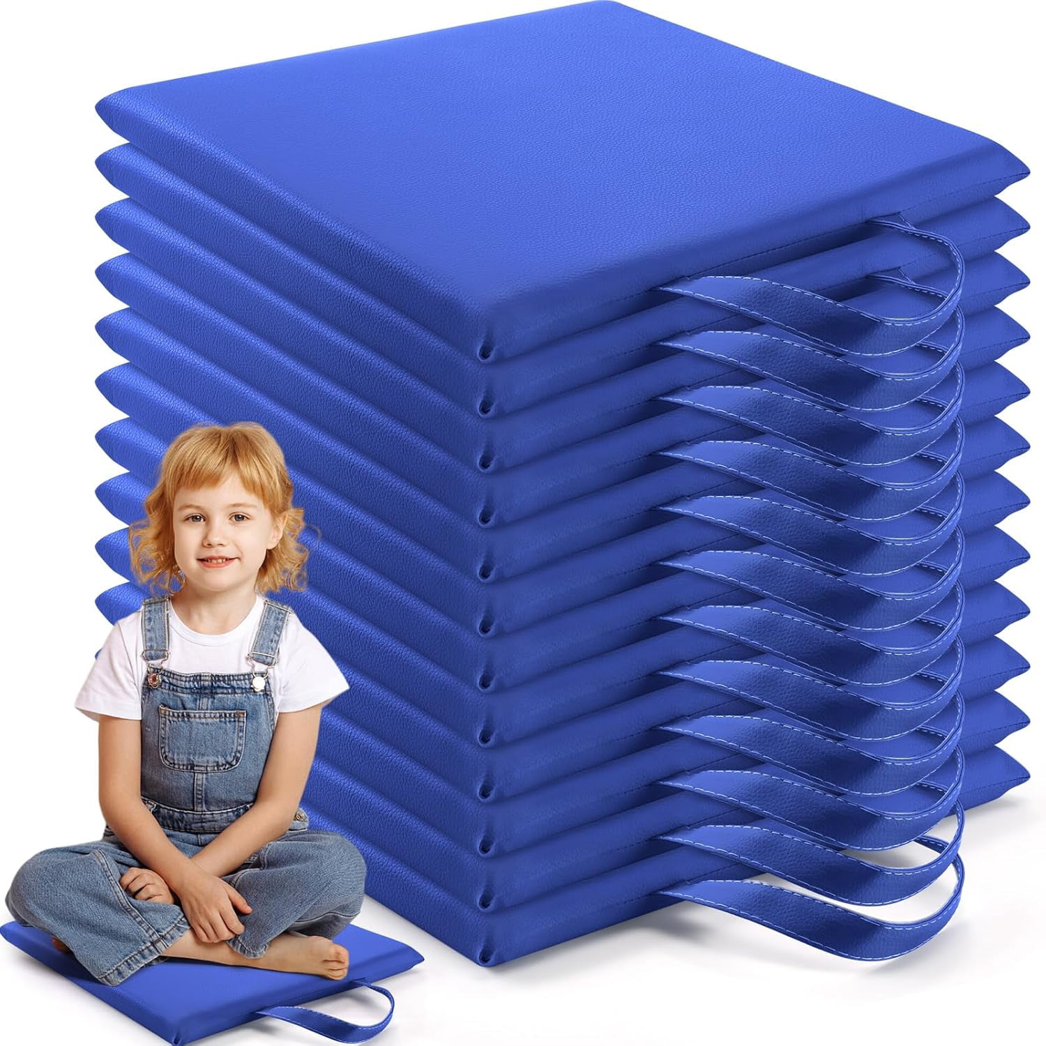 UniMall 12 Pcs 12'' Square Floor Cushions for Kids Classroom Flexible ...