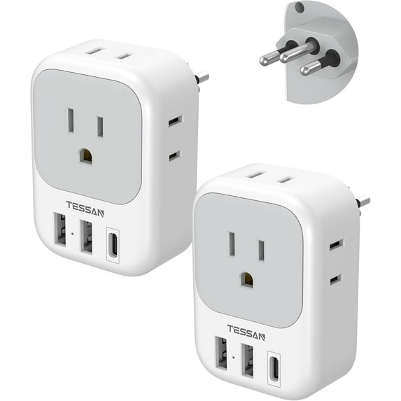 UniMall Brazil Plug Adapter 2 Pack, 7 in 1 US to Brazil Power Adapter ...