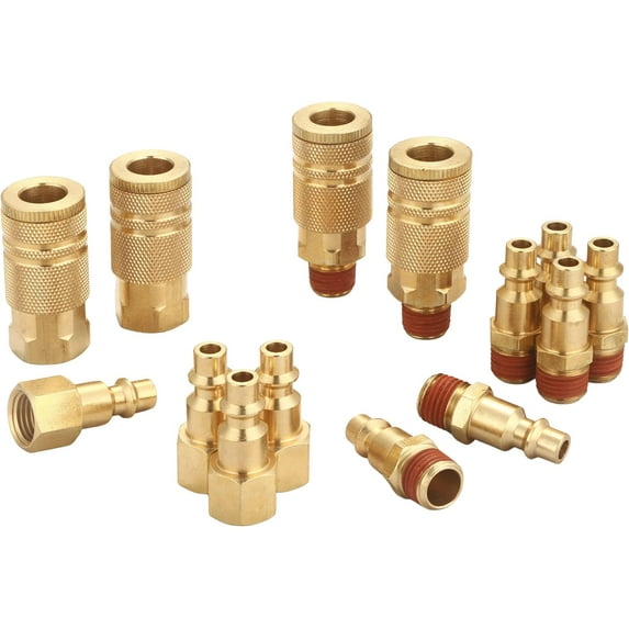 UniMall Coupler and Plug Kit (14 Piece), Industrial Type D, 1/4 Inch NPT, Solid Brass Quick ...