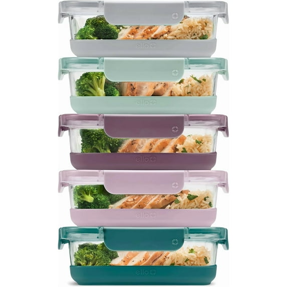 UniMall Duraglass 3.4 Cup Meal Prep Sets 10Pc, 5 Pack Set- Glass Food ...