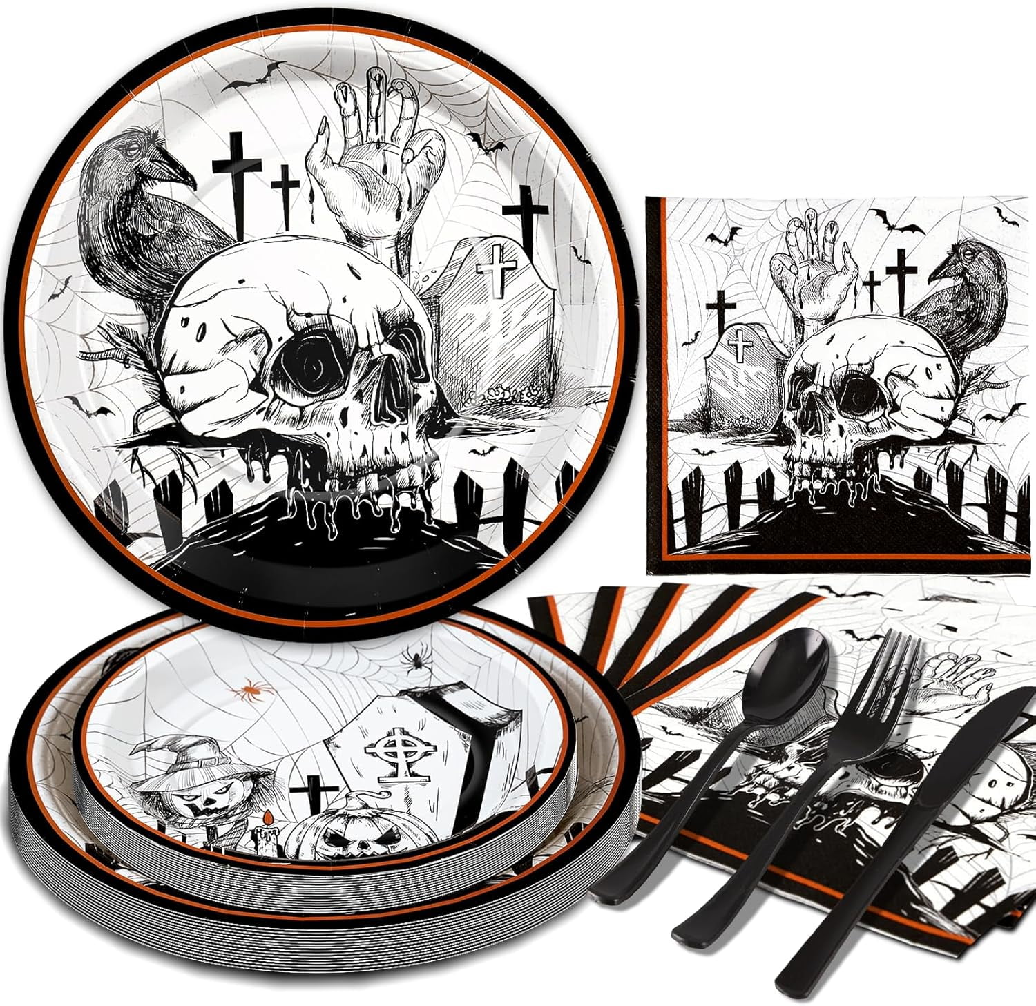 UniMall Halloween Plates and Napkins Set-Halloween Party Supplies ...