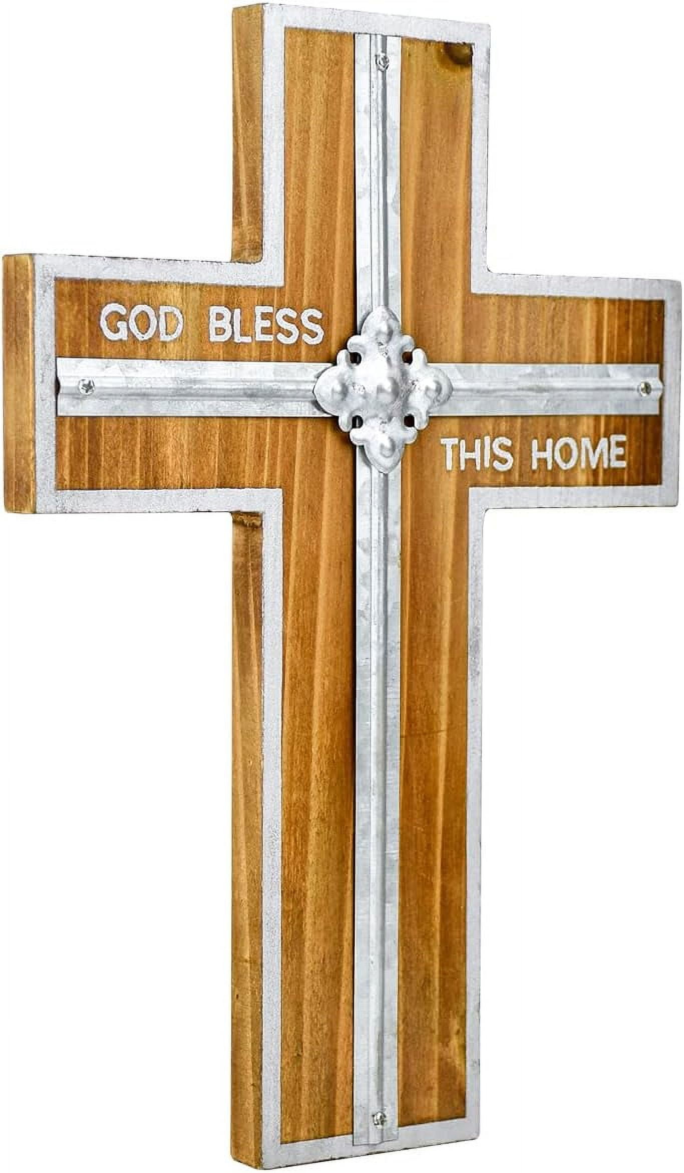 UniMall Wooden Hanging Crosses Baptism Cross with Metal Cross Spiritual ...
