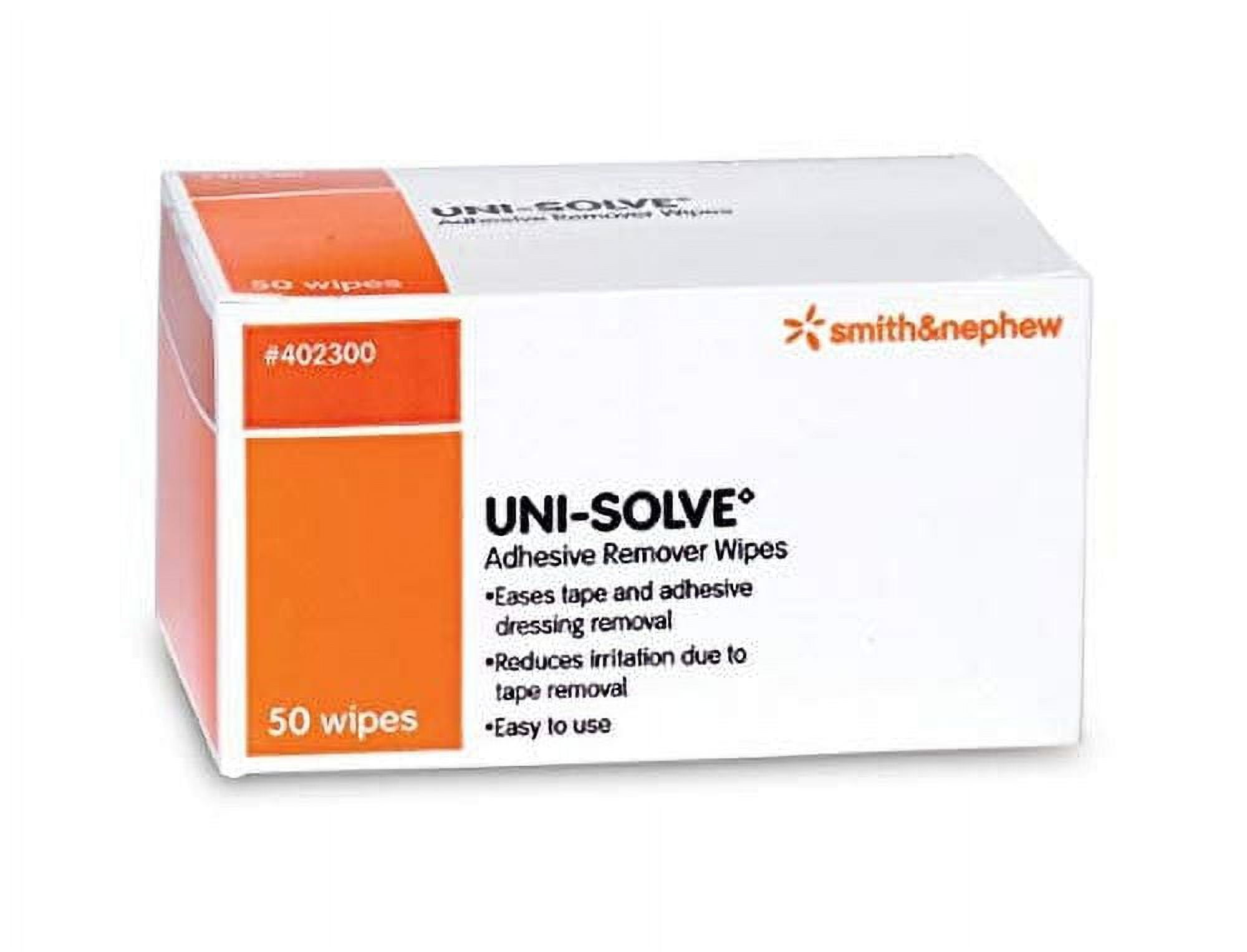 Uni Solve Adhesive Remover Wipes, Pack of 50, Gentle on Skin with Aloe ...