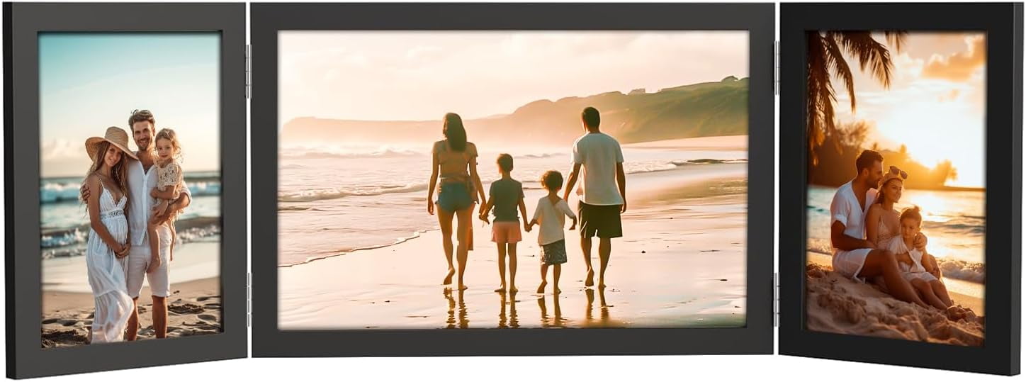 UniVerse 3 Picture Frame, 3.5x5 & 5x8 Triple Folding Hinged Photo ...