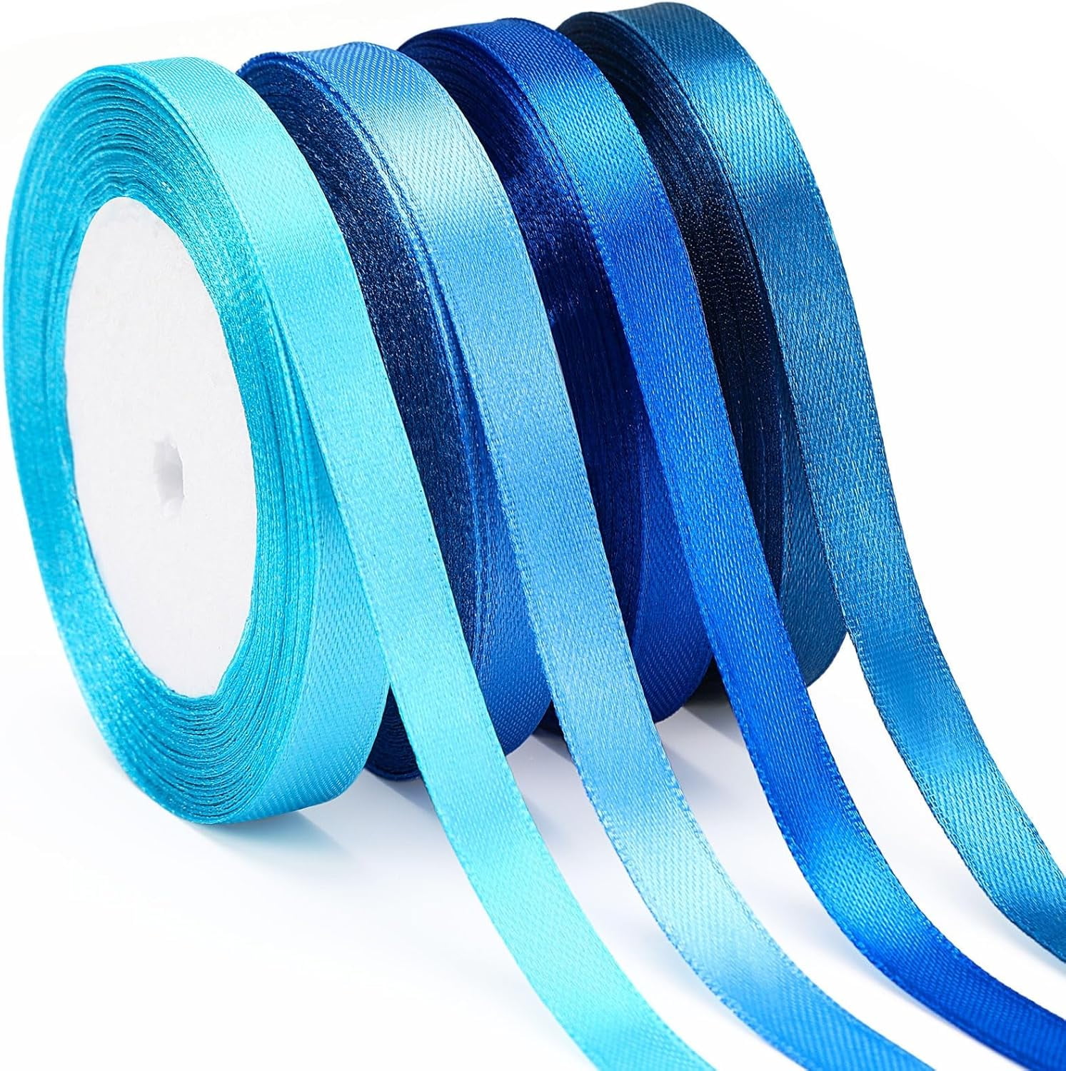 UniVerse 4 Rolls 100 Yards Blue Satin Ribbons for Gift Wrapping, 10mm ...