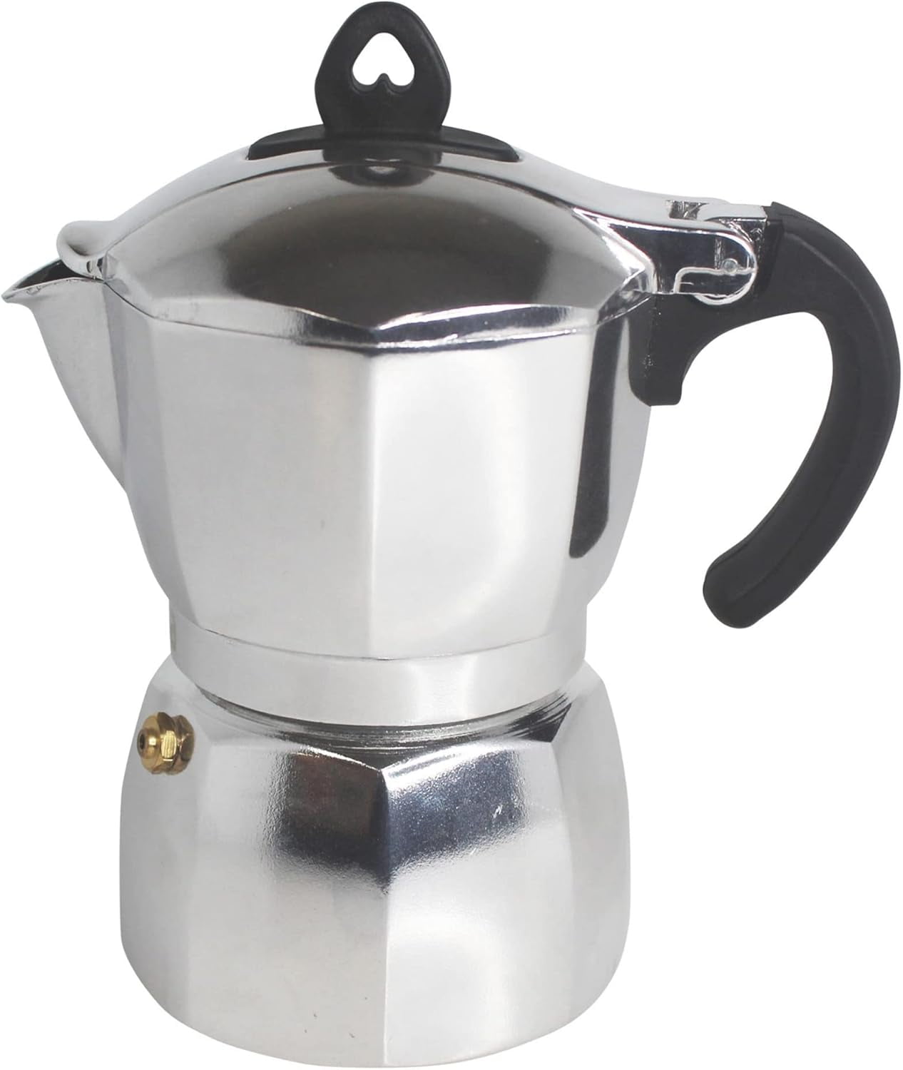 UniVerse 6 Cup Stovetop Espresso Maker with Heart Shaped Knob, Silver ...