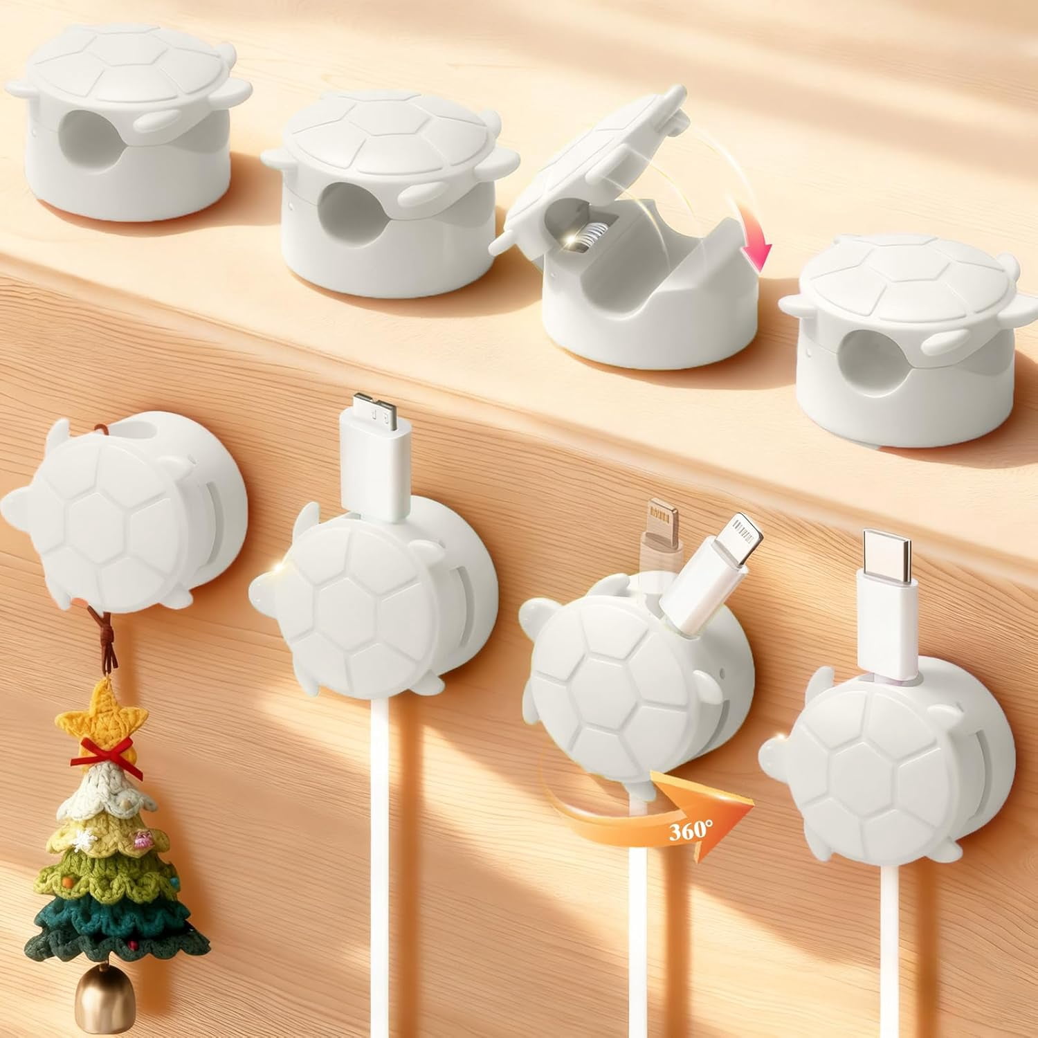 8 Pack Rotatable Cable Clips Self-Adhesive Spring Cord Organizer Wire ...