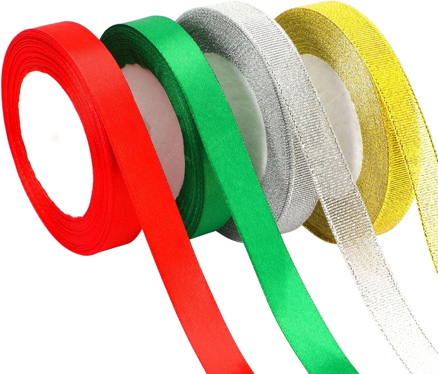 UniVerse Christmas Ribbon, 4 Rolls 100 Yards Holiday Ribbons for Gift ...