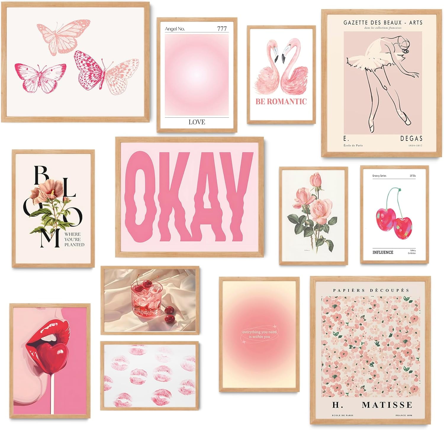 Coquette wall decor set, Coquette aesthetic posters and pink prints ...
