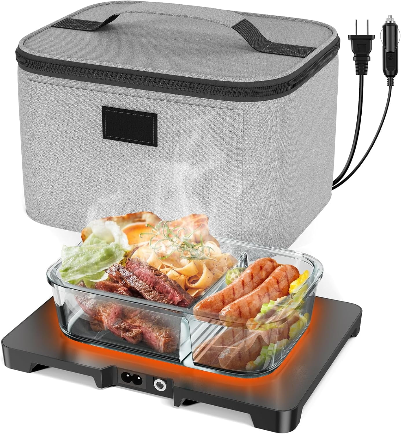 UniVerse Electric Lunch Box Food Heater - 12V/24V/110V 3-in-1 Portable ...