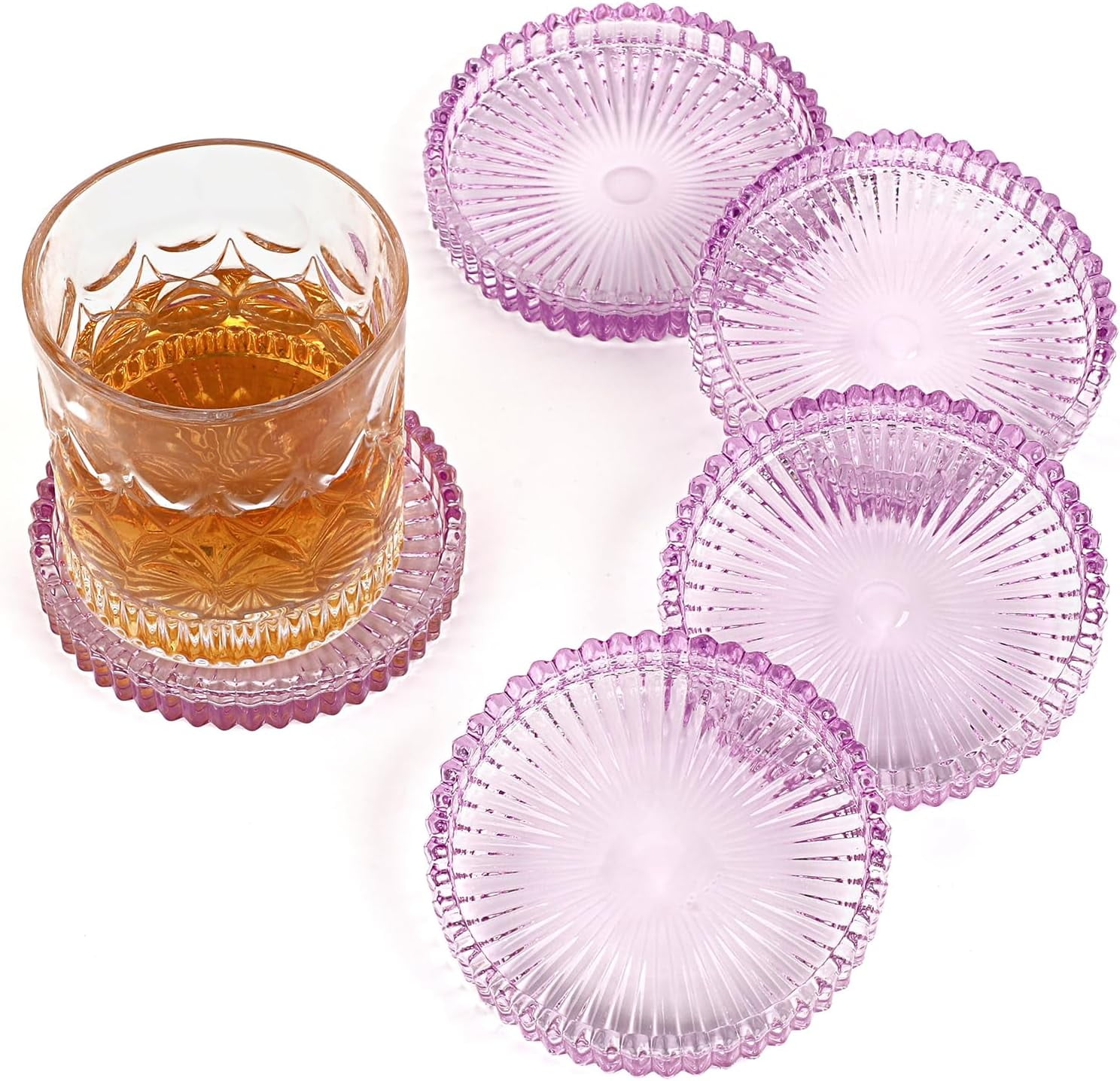 UniVerse Modern Clear Coaster Set of 5- Glass Coasters for Drinks ...