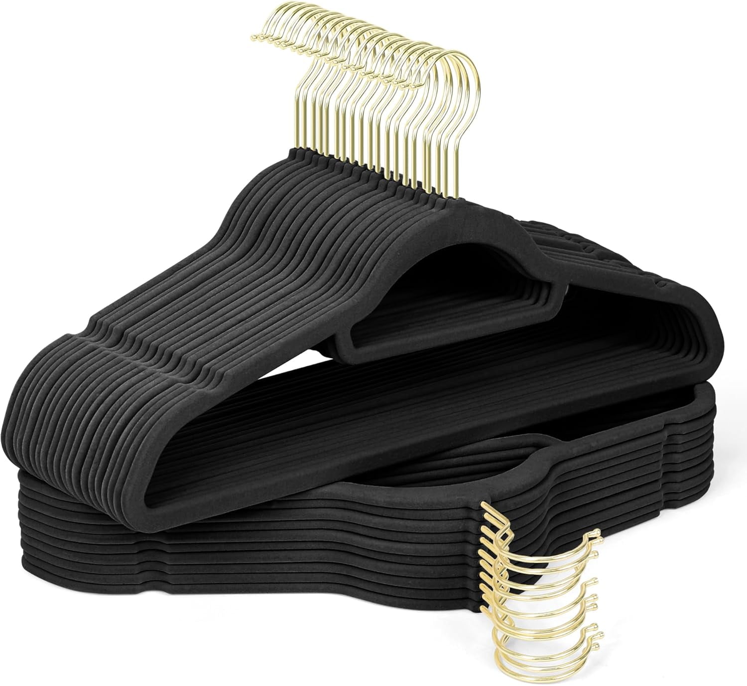 UniVerse Velvet Hangers 30 Pack with Gold Hooks, Non-Slip Slim Felt ...