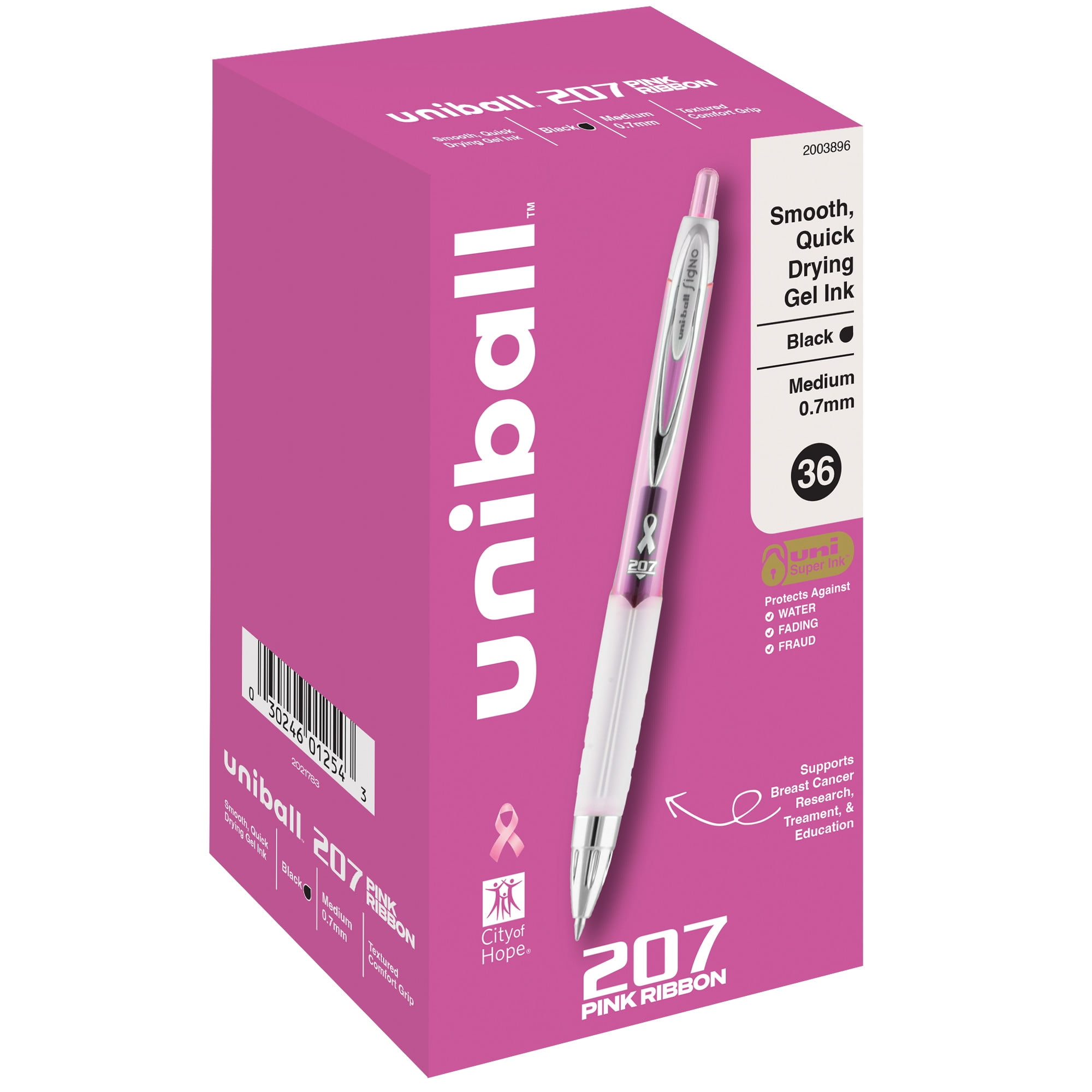 uniball 207 Pink Ribbon Retractable Gel Pens, Medium Point (0.7mm ...