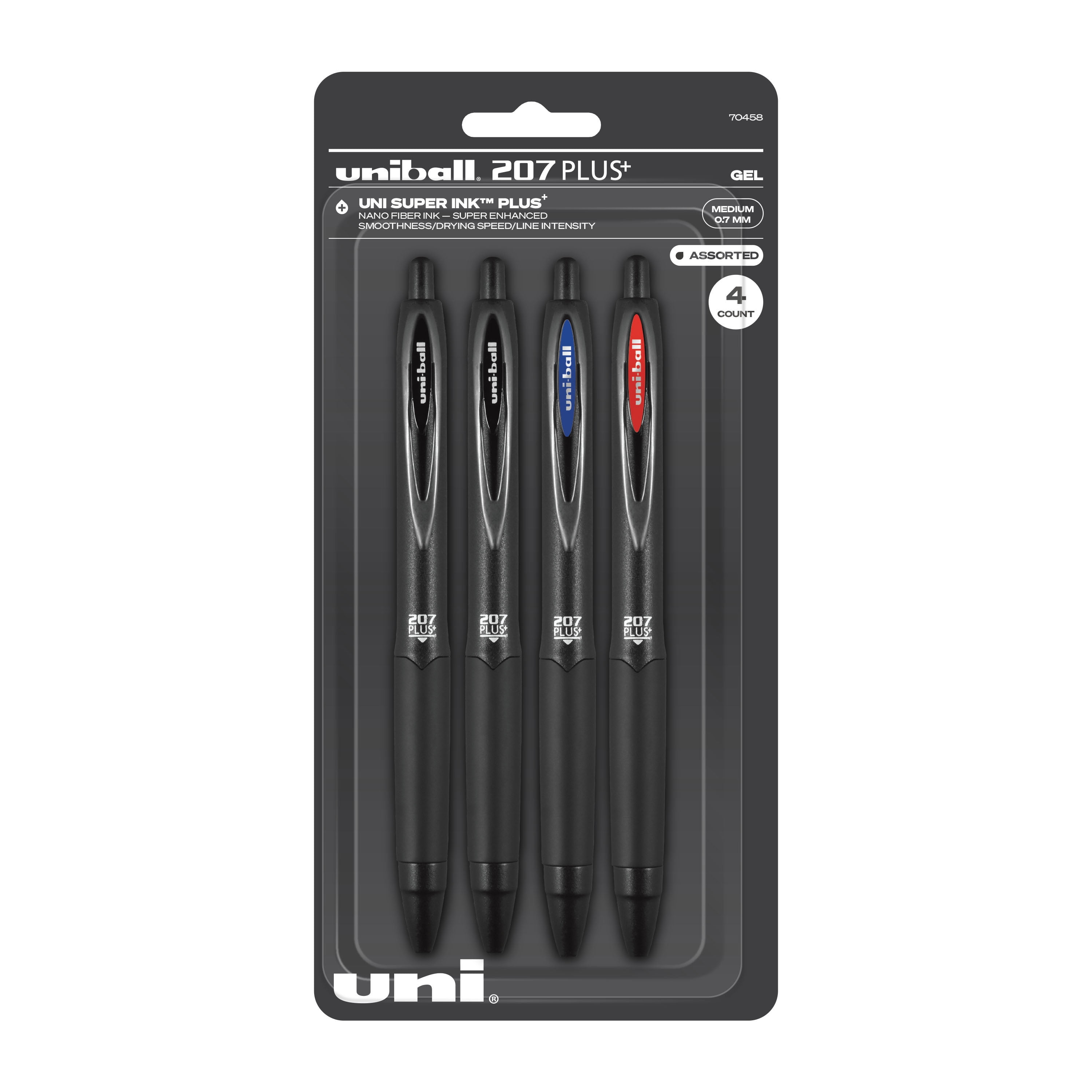 Uniball 207 Plus+ Retractable Gel Pens, Medium Point (0.7mm), Assorted ...