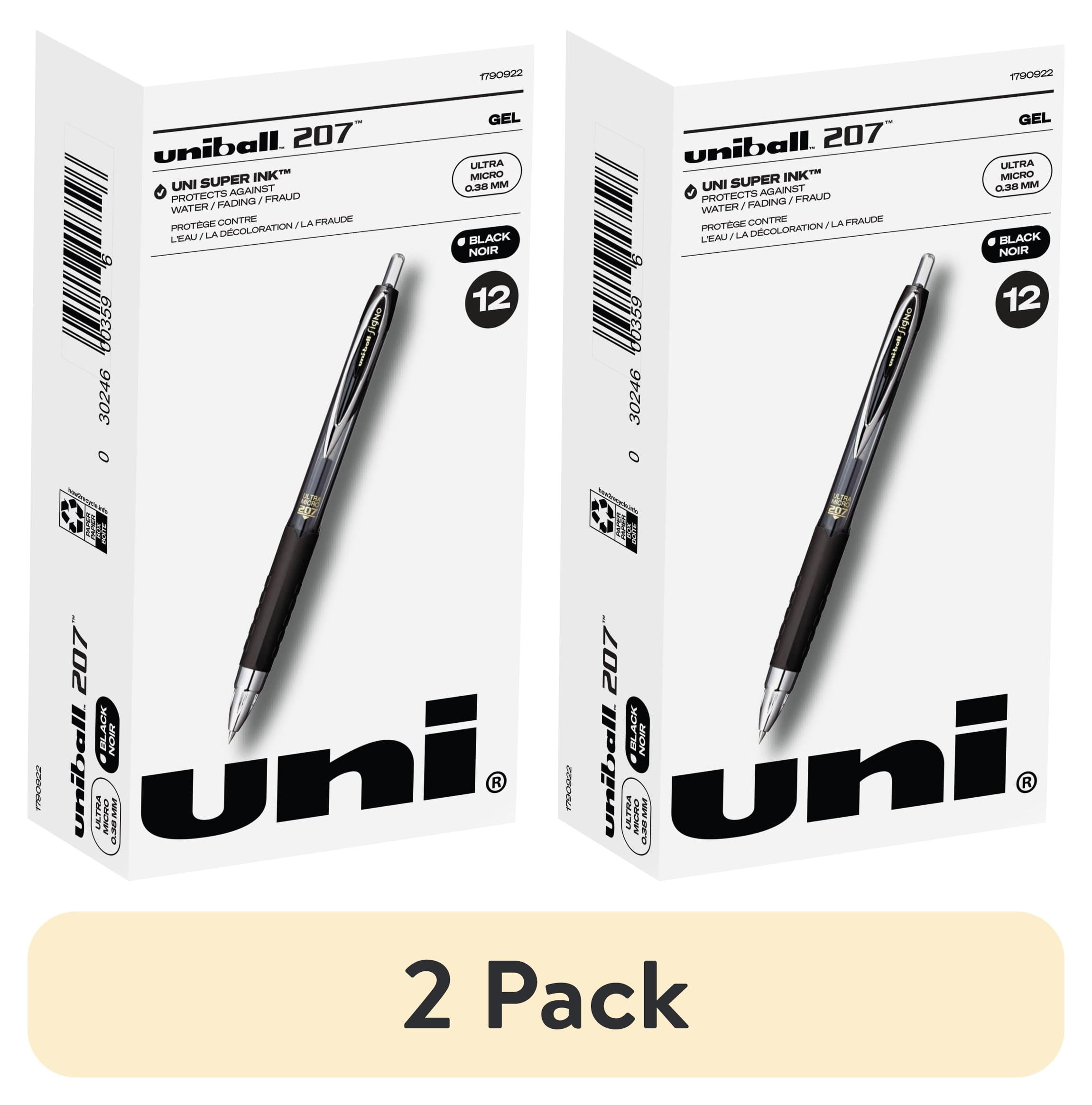 (2 pack) Uniball 207 Retractable Gel Pens, Micro Point (0.38mm), Black ...