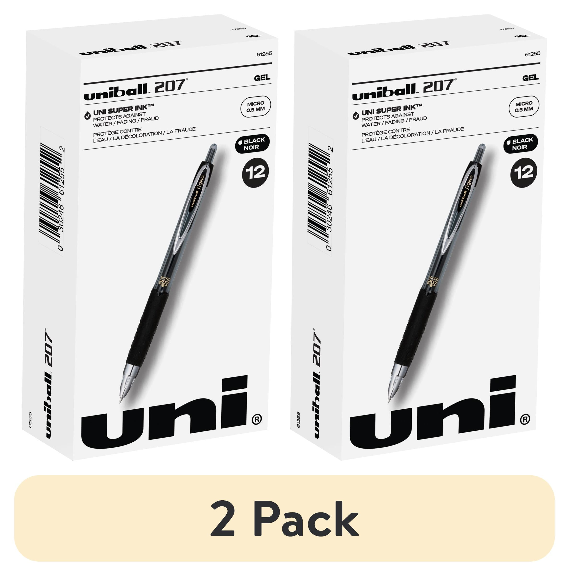 (2 pack) Uniball 207 Retractable Gel Pens, Micro Point (0.5mm), Black ...