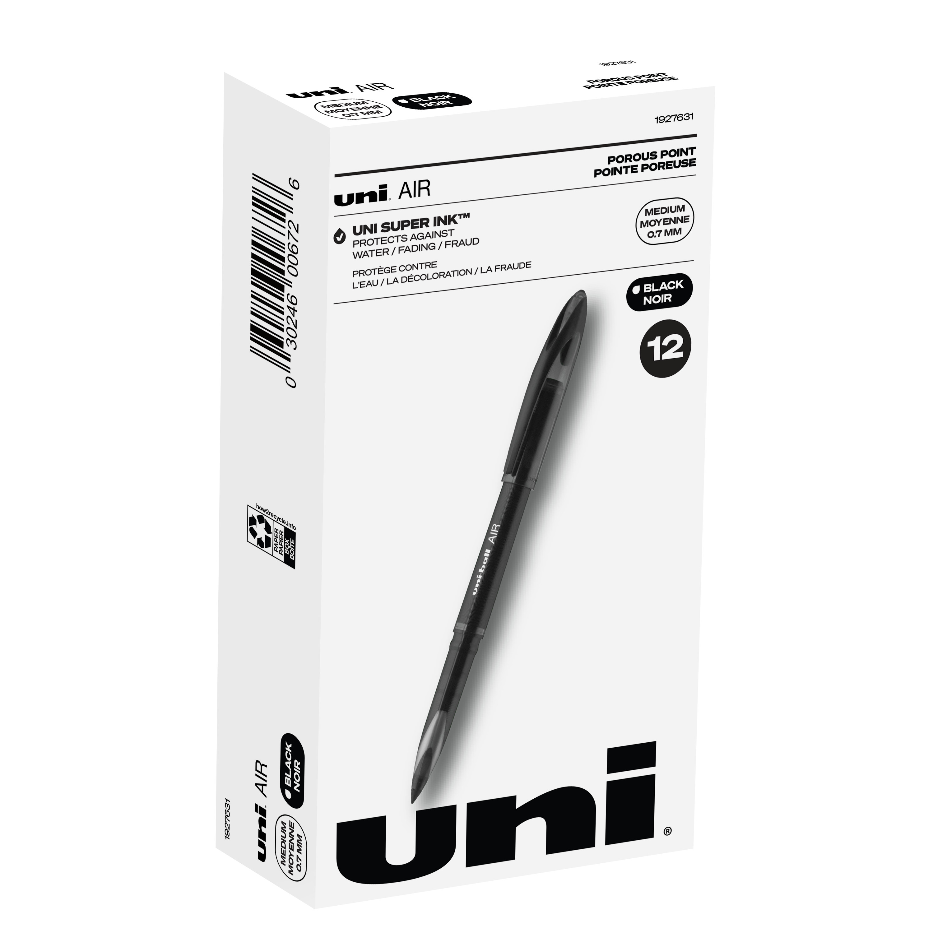 Uniball Air Porous Point Pens, Fine Point (0.7mm), Black Ink, 12 Count ...
