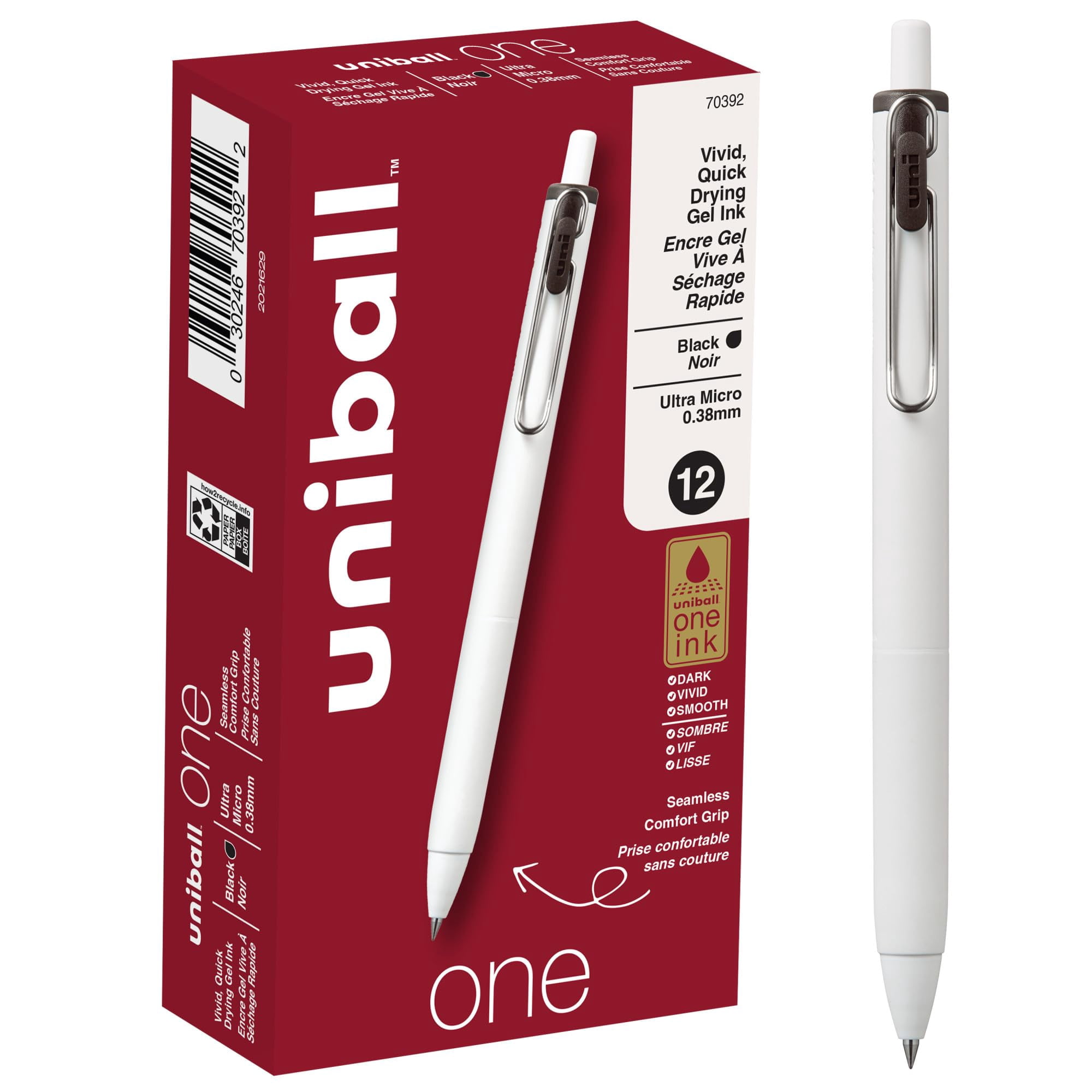 Uniball Gel Pen 12 Pack, 0.38mm Ultra Micro Black Ink, Smooth Writing ...