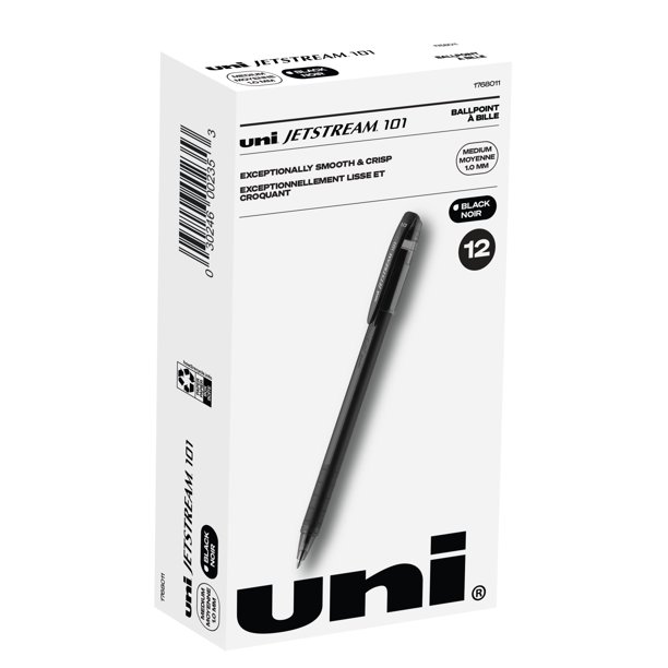 Uniball Jetstream 101 Stick Ballpoint Pens, Medium Point (1.0mm), Black ...