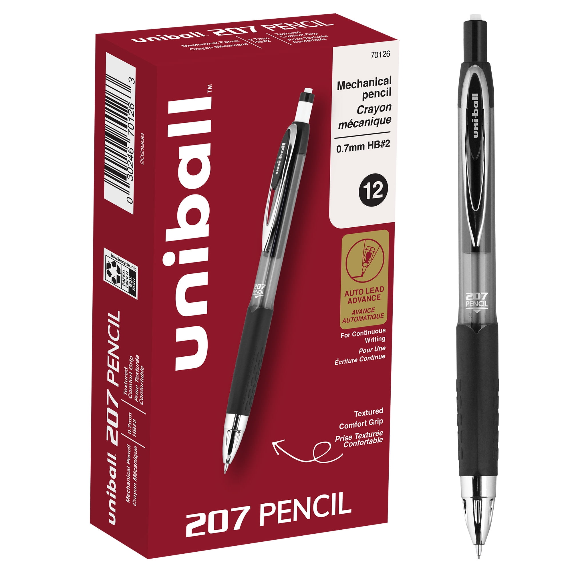 Uniball Mechanical Pencil HB #2, Medium Point (0.7mm), Black, 12 Count ...