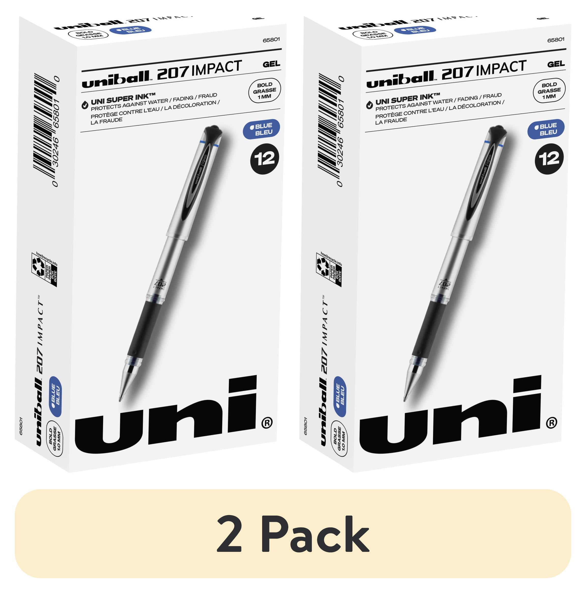 (2 pack) Uniball Signo 207 Impact Gel Pens, Bold Point (1.0mm), Blue ...