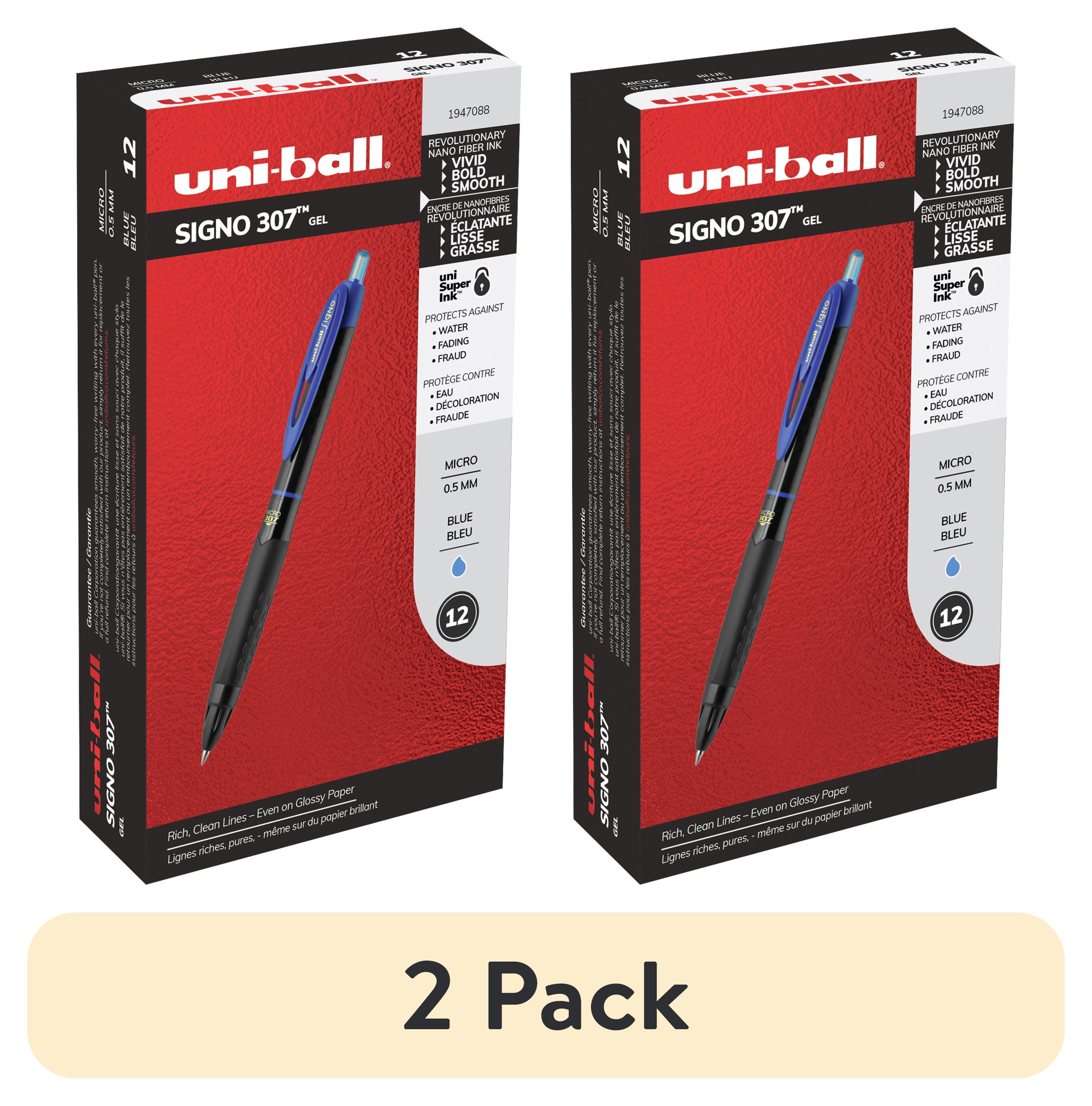 (2 pack) Uniball Signo 307 Gel Pens, Micro Point (0.5mm), Blue Ink, 12 ...