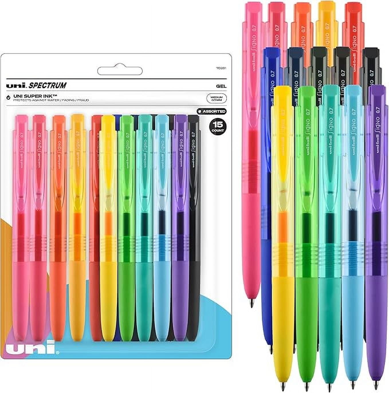 Uniball Signo Spectrum Retractable Gel Pen, 15 Assorted Pens, 0.7mm ...