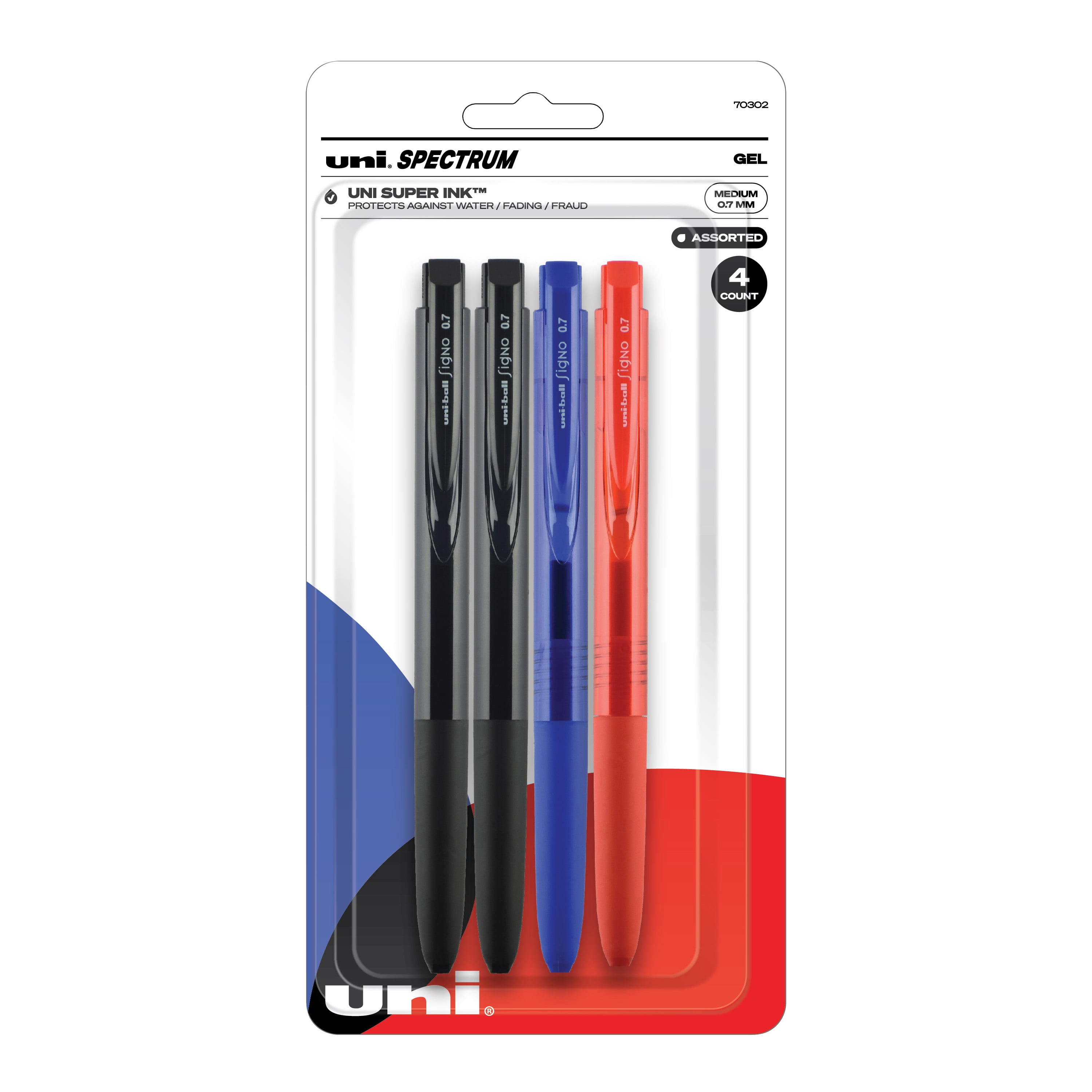 Uniball Spectrum Retractable Gel Pens, Medium Point (0.7mm), Assorted ...