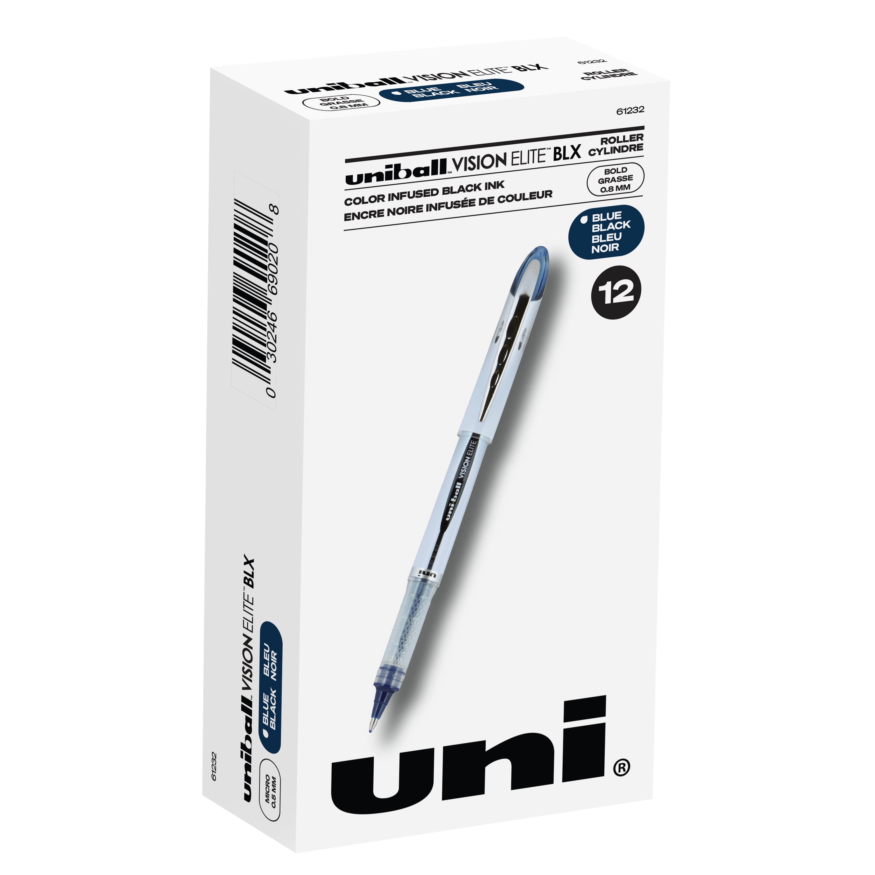 Uniball Vision Elite BLX Rollerball Pens, Bold Point (0.8mm), Blue ...