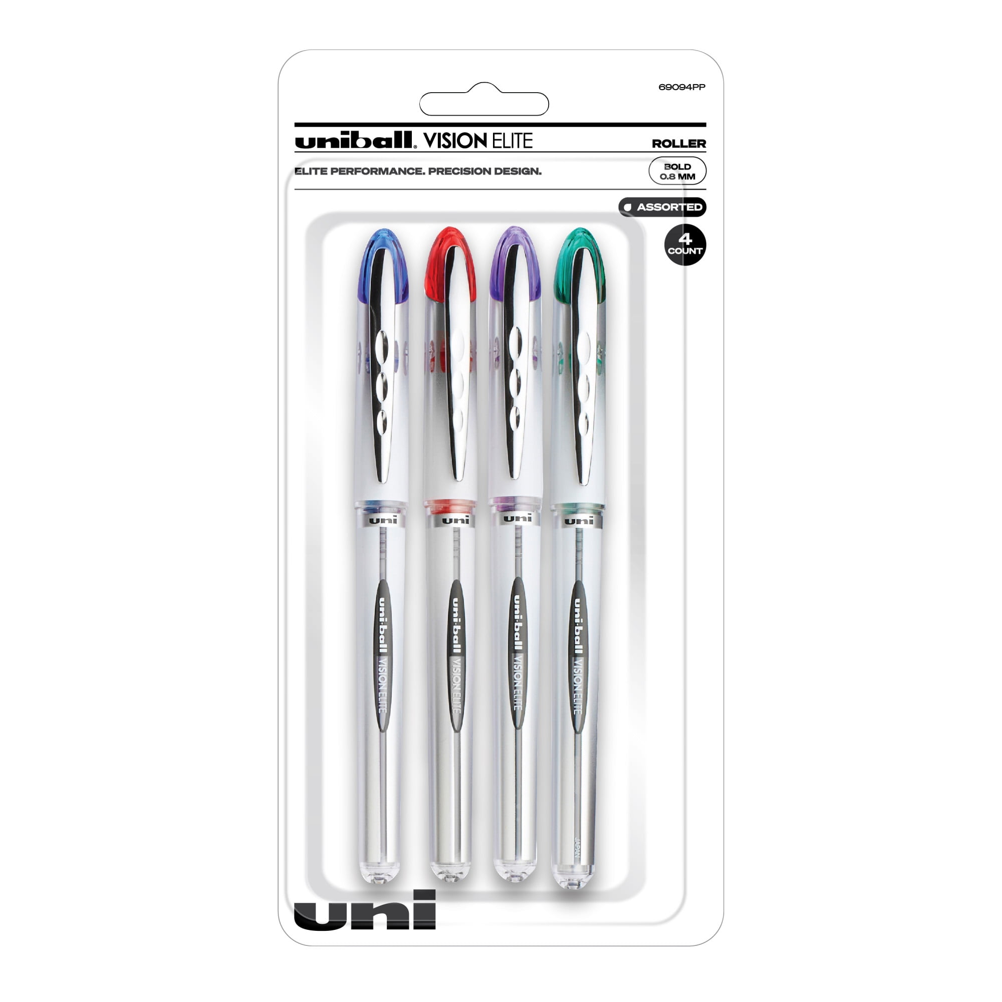 Uniball Vision Elite Rollerball Pens, Bold Point (0.8mm), Assorted Ink ...