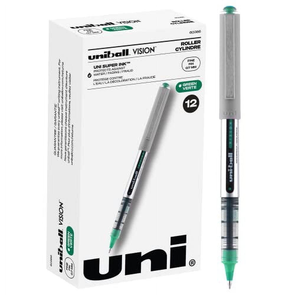 Uniball Vision Rollerball Pens, Green Pens Pack of 12, Fine Point Pens ...