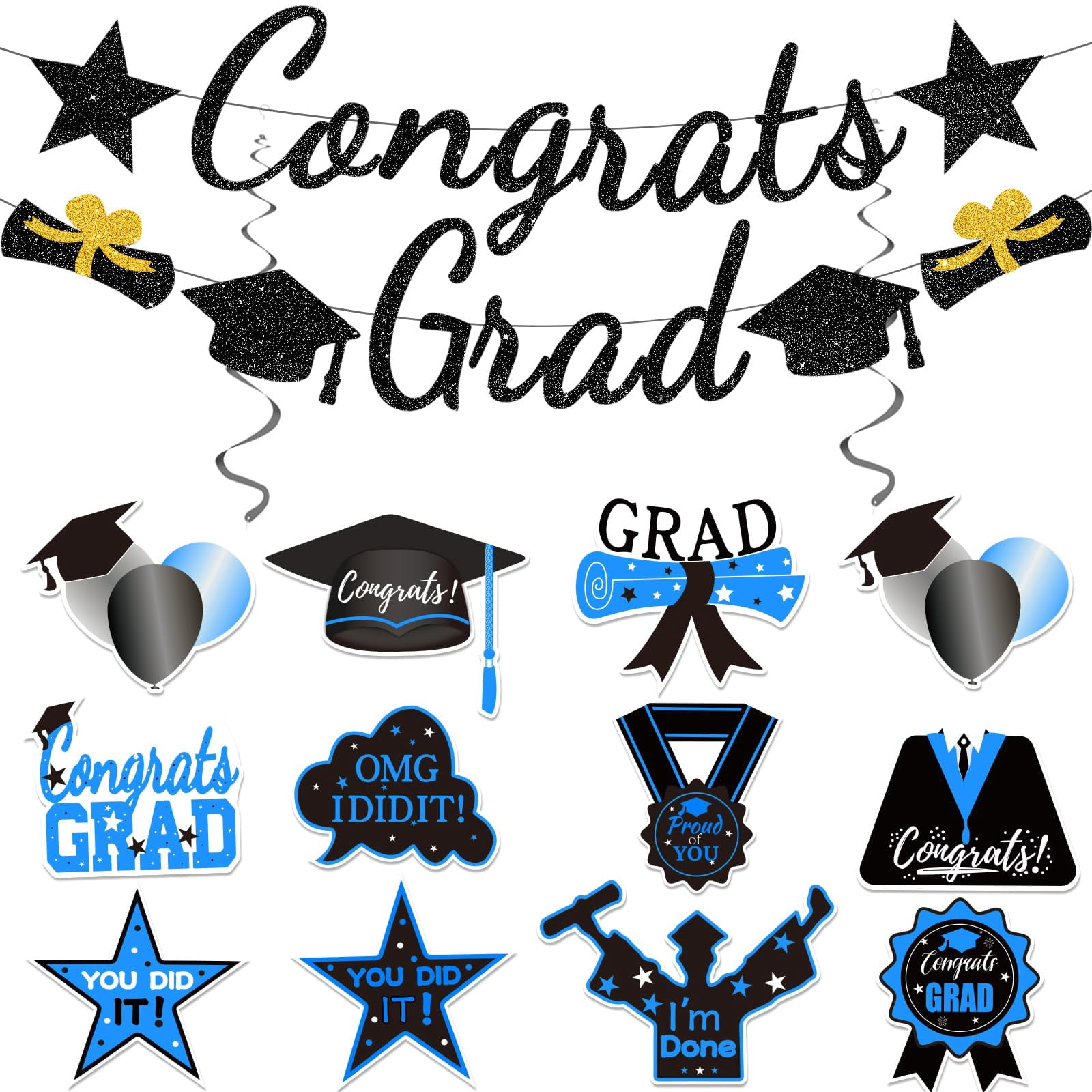 Unibday Graduation Decorations Class STF9 of 2025, Congrats Grad Banner ...