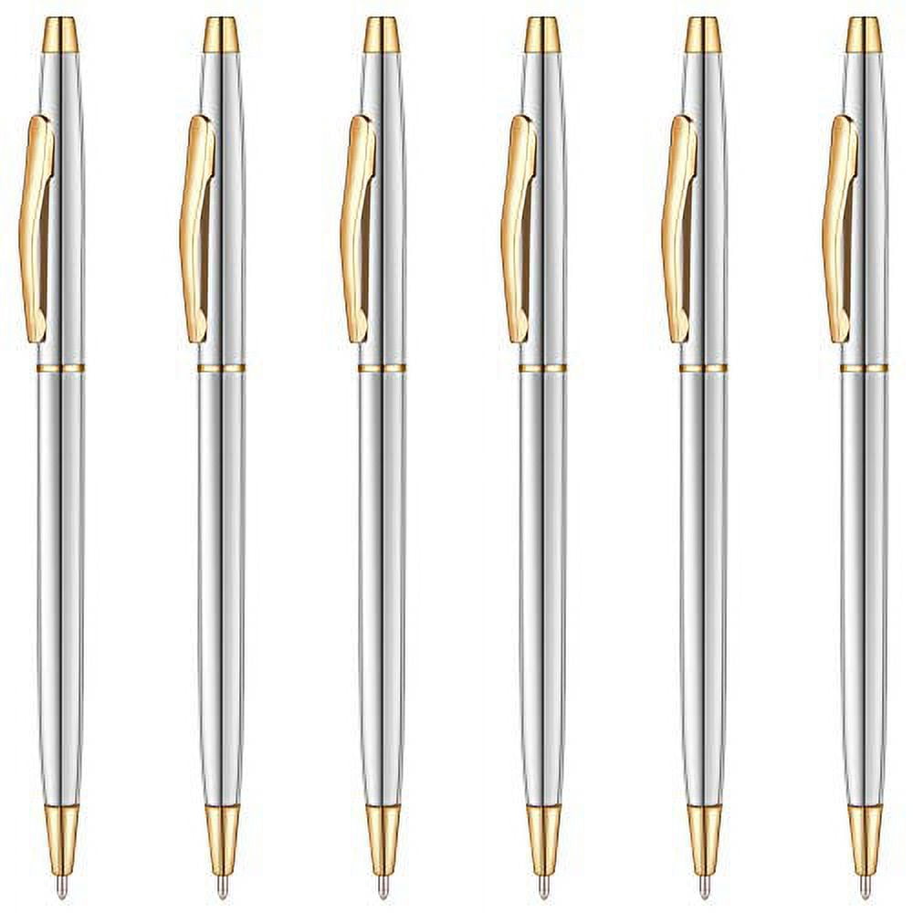 Unibene 6 Pack Steel & Gold Stainless Steel Ballpoint Pens Black Ink ...