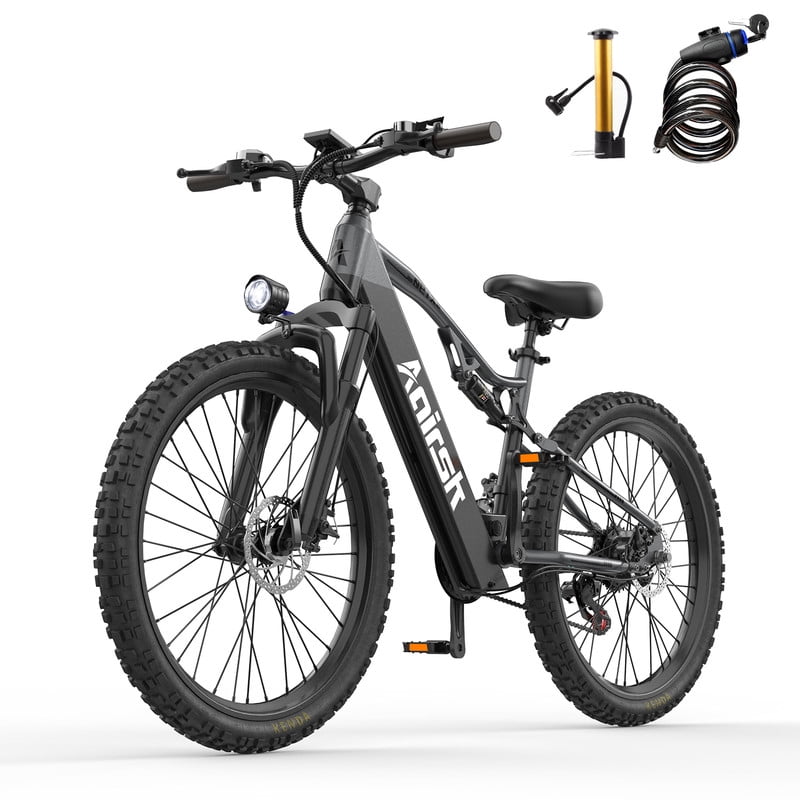 Unibike Electric Bike for Adults, 26*2.6 Fat Tire E-Mountain Bicycle, 748 Peak Motor 48V 20Ah 21 ...