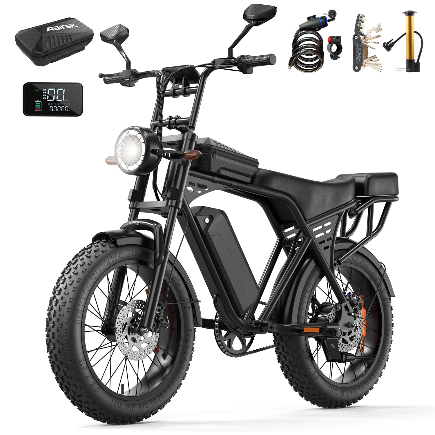 Unibike Electric Mountain Bike for Adults, 20"x4" Fat Tire Off-road ...