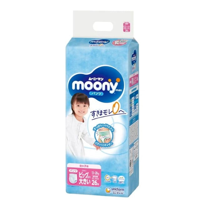 Unicharm Moony Diapers Pants for Girls 13-28 kg (XXL size) 26pcs (PACK OF 3) 78 COUNTS - Walmart.com