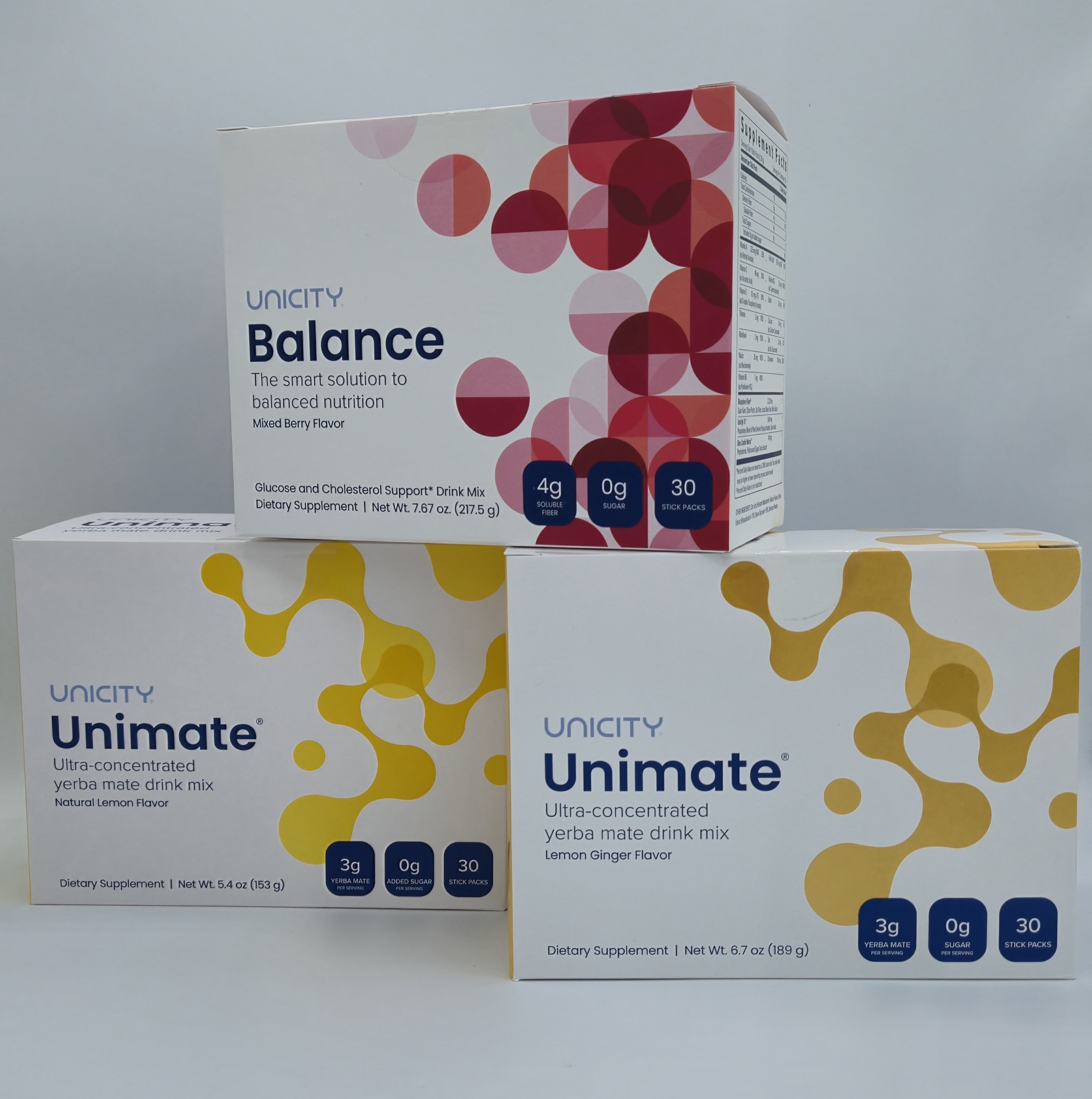 Unicity Trio Pack : 1 Berry (30 sachets) + 1 lemon (30 sachets) + 1 ...