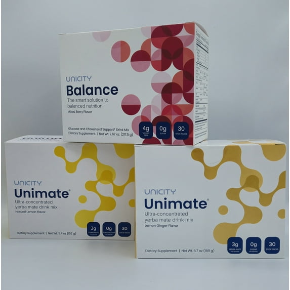 Unicity Trio Pack : 1 Berry (30 sachets) + 1 lemon (30 sachets) + 1 ...