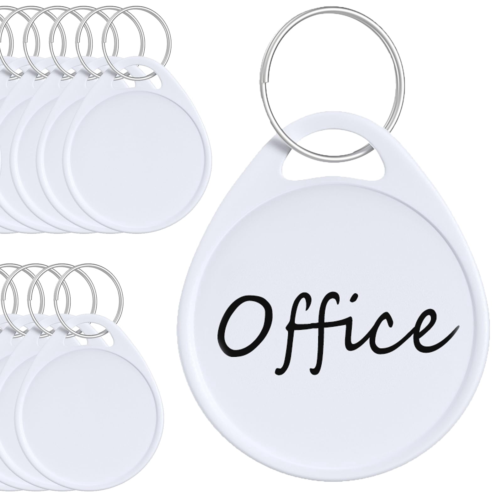Uniclife 1.5 Inch Tough Plastic Key Tags Sturdy Round White Item ...